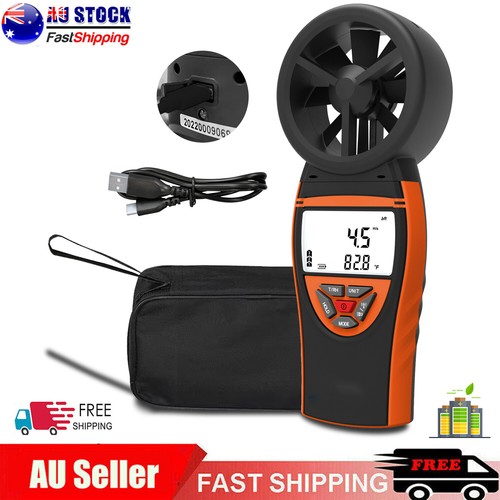 Digital Vane Anemometer Wind Speed Meter Humidity 30m/s ℉/℃ Type-C ...