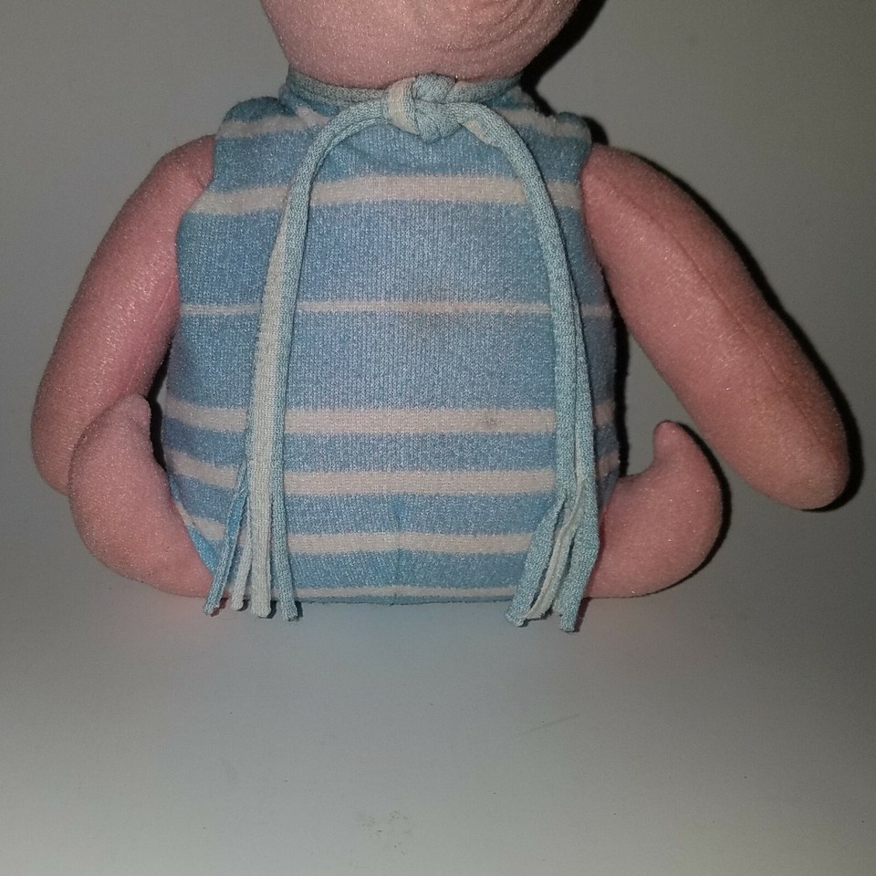 VTG Plush Pink Pig ? Blue White Striped Outfit 9" Stuffed Toy Possibly ...