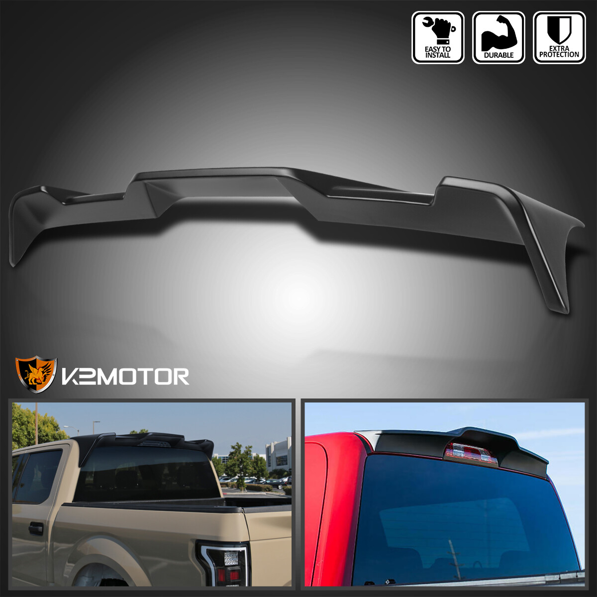 Fits 2015-2020 Ford F150 F-150 Matte Black Rear Window Roof Spoiler Cab ...