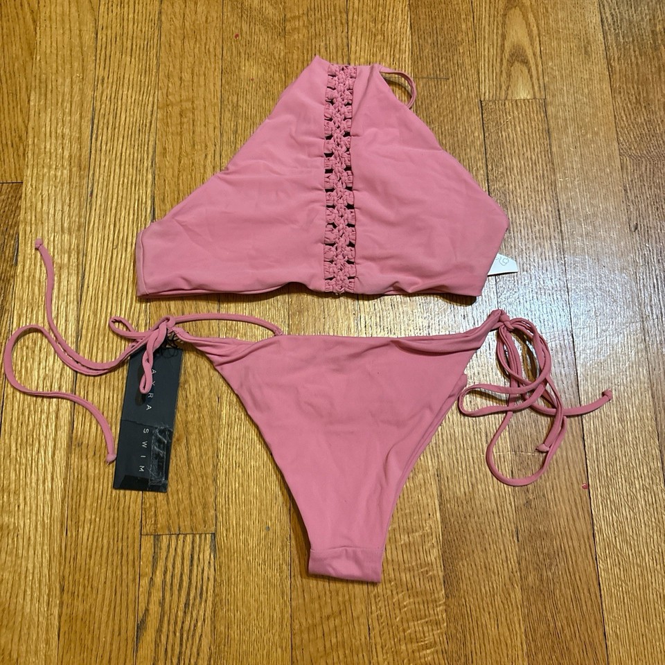 Ayra Swim Pink Crochet Bikini Set Size Small NWT Y2K | eBay