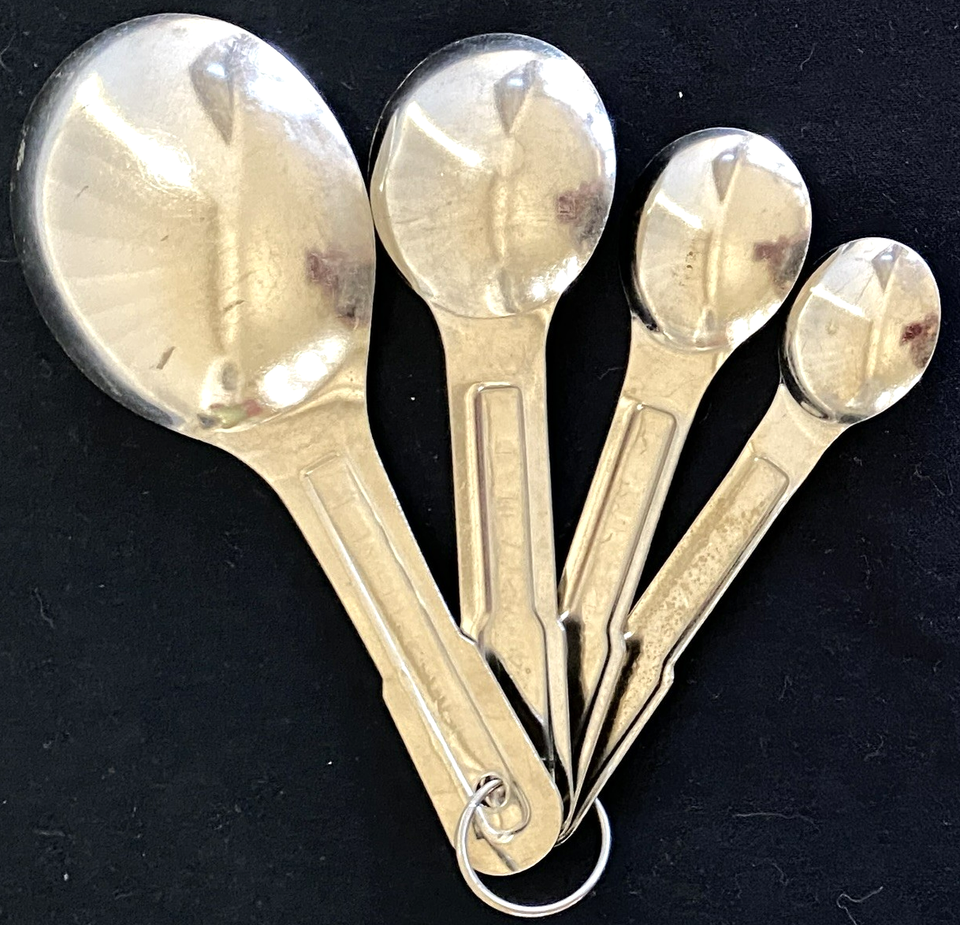 Vintage Foley Stainless Measuring Cups Script Logo & Measuring Spoons ...