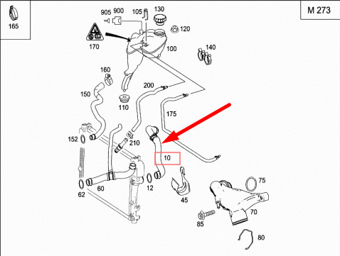NEW MB CLS C219 UPPER RADIATOR HOSE A2215013784 5.5 PETROL ORIGINAL NO ...