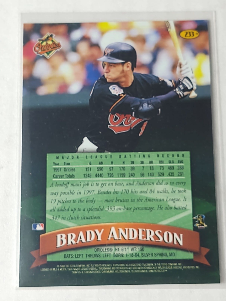 1998 TOPPS FINEST REFRACTOR BRADY ANDERSON BASEBALL CARD #233 | eBay