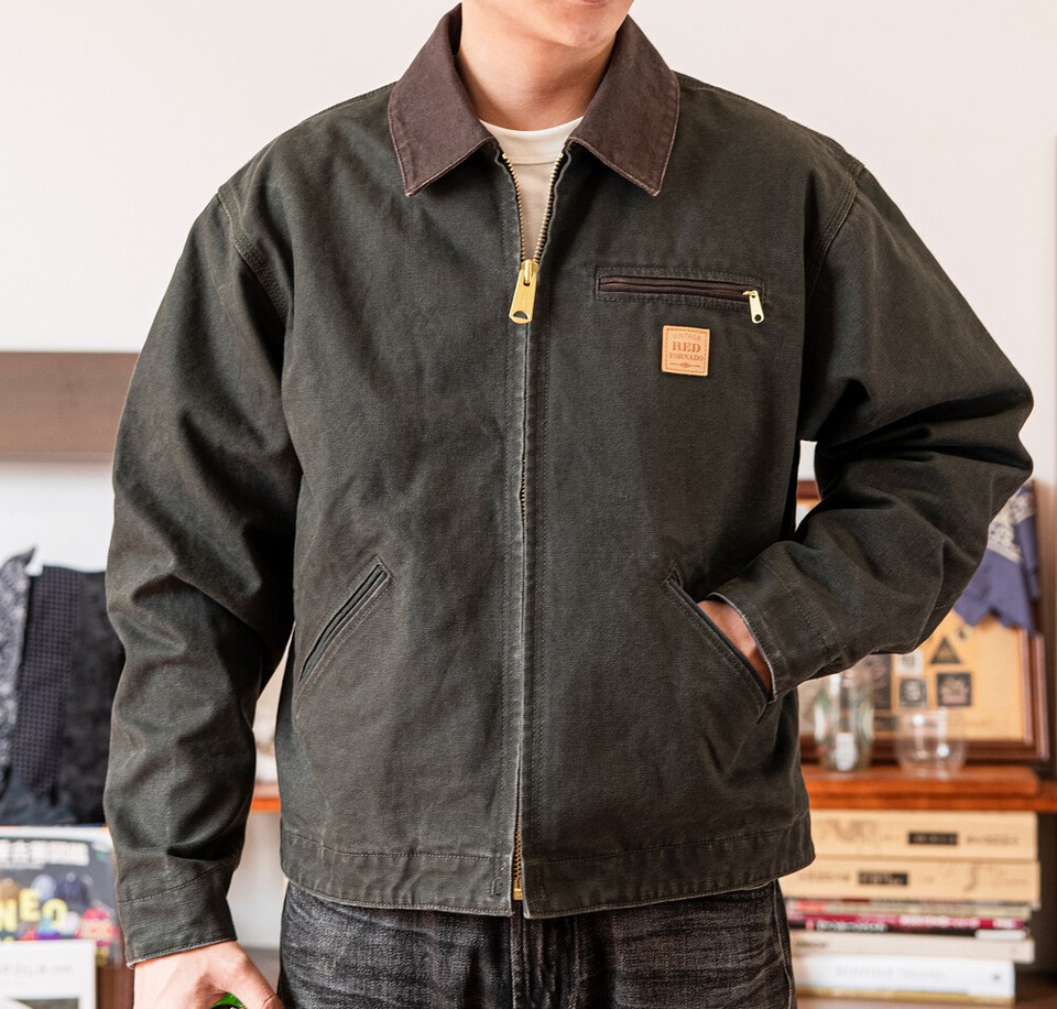 Canvas Jacket Men's Work Coat Vintage Casual Coat Retro Top Spring ...