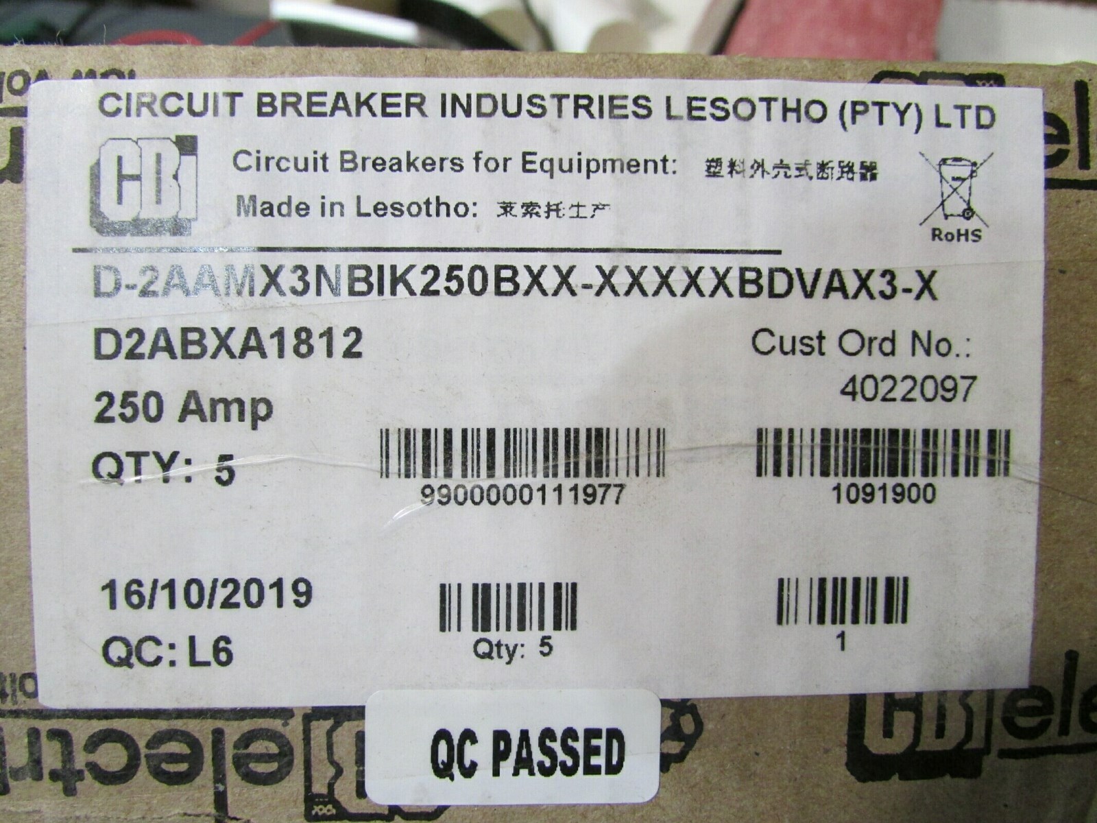New CBI 3-Pole DD-Frame 250A / 80V DC Circuit Breaker Stud Terminals ...