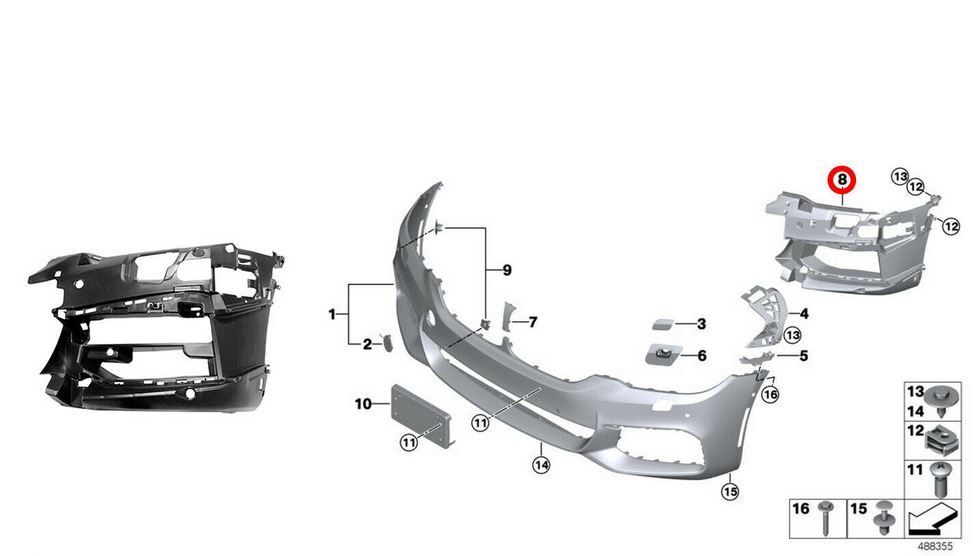 2017-2020 BMW 5 Series G30 M Sport Front Fog Lamp Support Left N/S ...