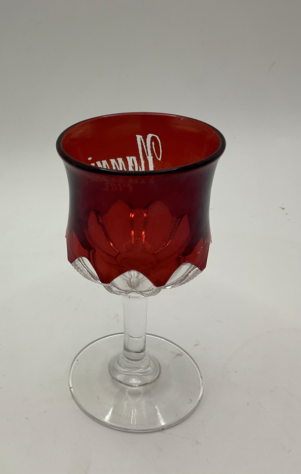 VTG 1901 Ruby Red Flash Glass Souvenir Cordial Goblet | eBay