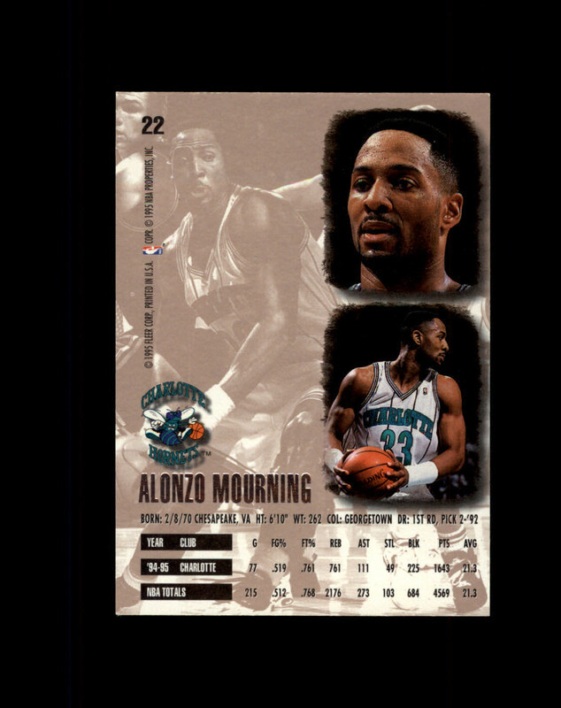 Alonzo Mourning Signed 1995-96 Fleer Ultra #22 IPA In Person Autograph ...