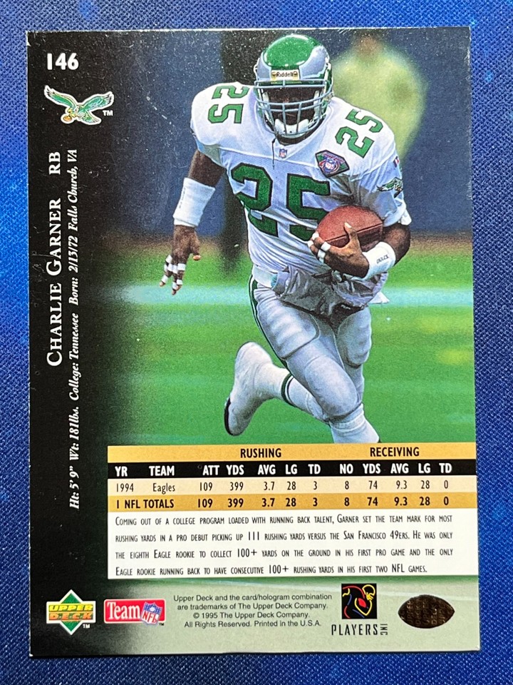 1995 Upper Deck Football #146 Charlie Garner Philadelphia Eagles | eBay