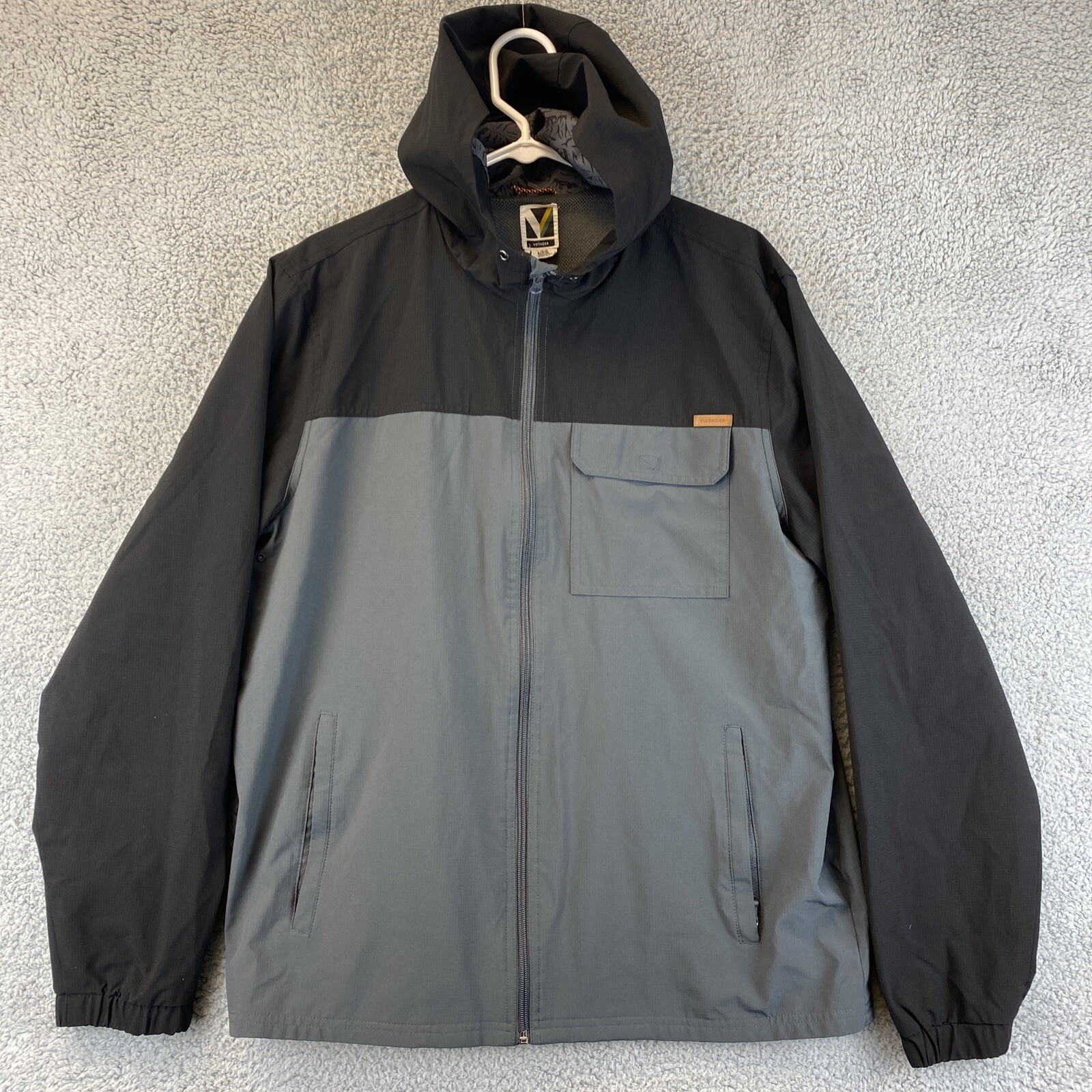 Voyager Men's Full Zip Fleece Hoodie Jacket Hard Shell| Size L Black ...