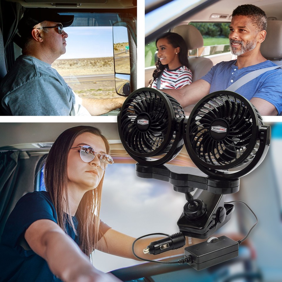Roadpro 12v RPSC8572 12-volt Dual Fan With Mounting Clip 45464791873| eBay