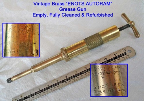 Vintage Solid Brass ENOTS "AUTORAM" Grease Gun 3165 Car Tool Kit ...