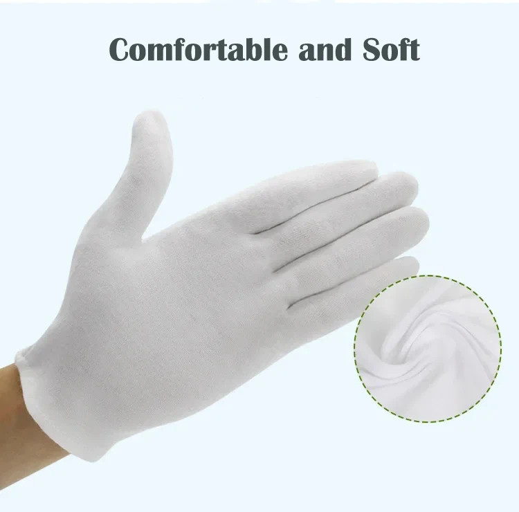 White Cotton Gloves Solid Color Etiquette Waiter Driver Jewelry Work ...