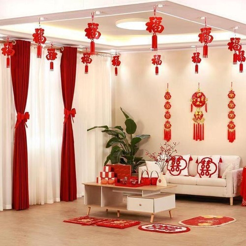 DIY FU Character Lantern Non-woven Fabrics Red Hanger Spring Festival ...