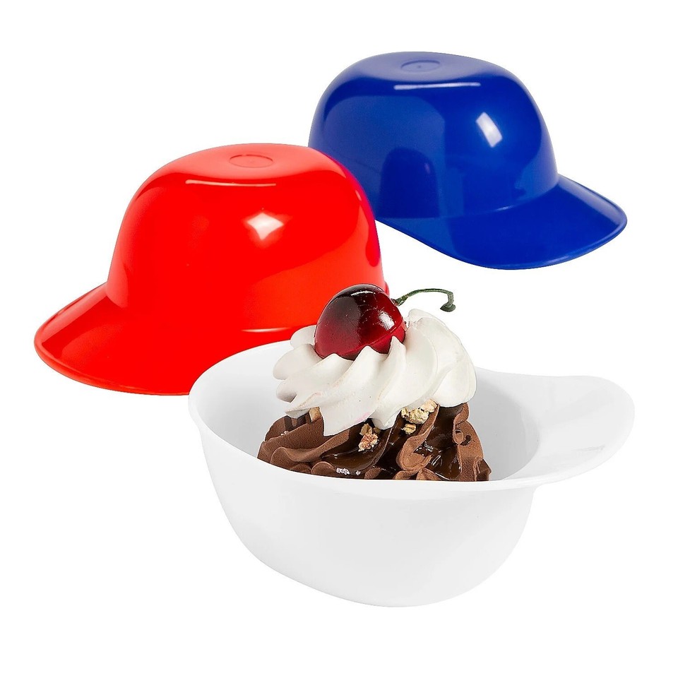 BASEBALL HELMET BOWL Mini Cap Ice Cream 8oz Party Hat Plastic Snacks ...