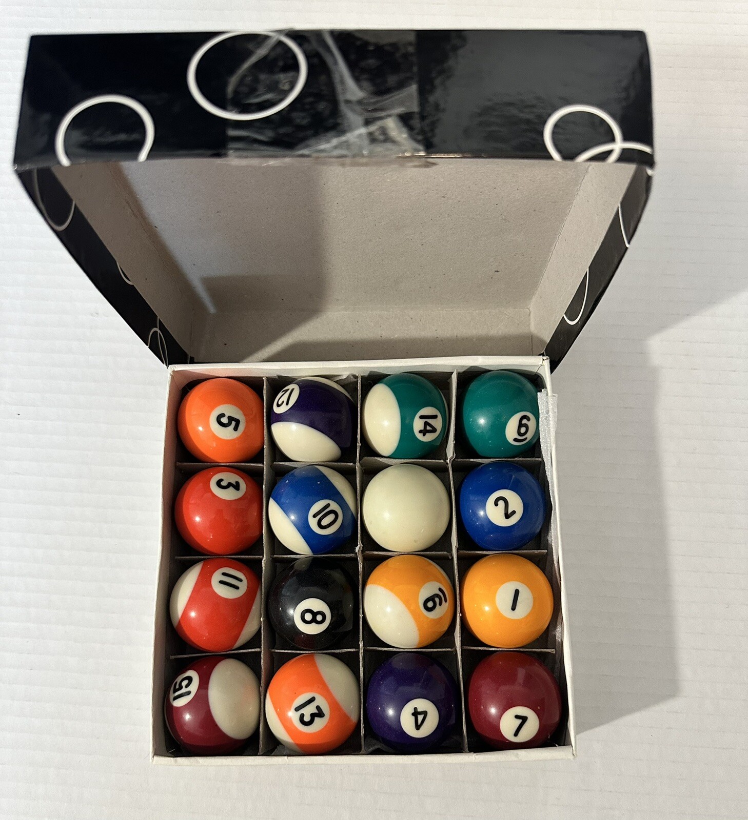 Mini 1.5" Billiard Ball Complete Set Small Pool balls Orig Box 16 Balls ...