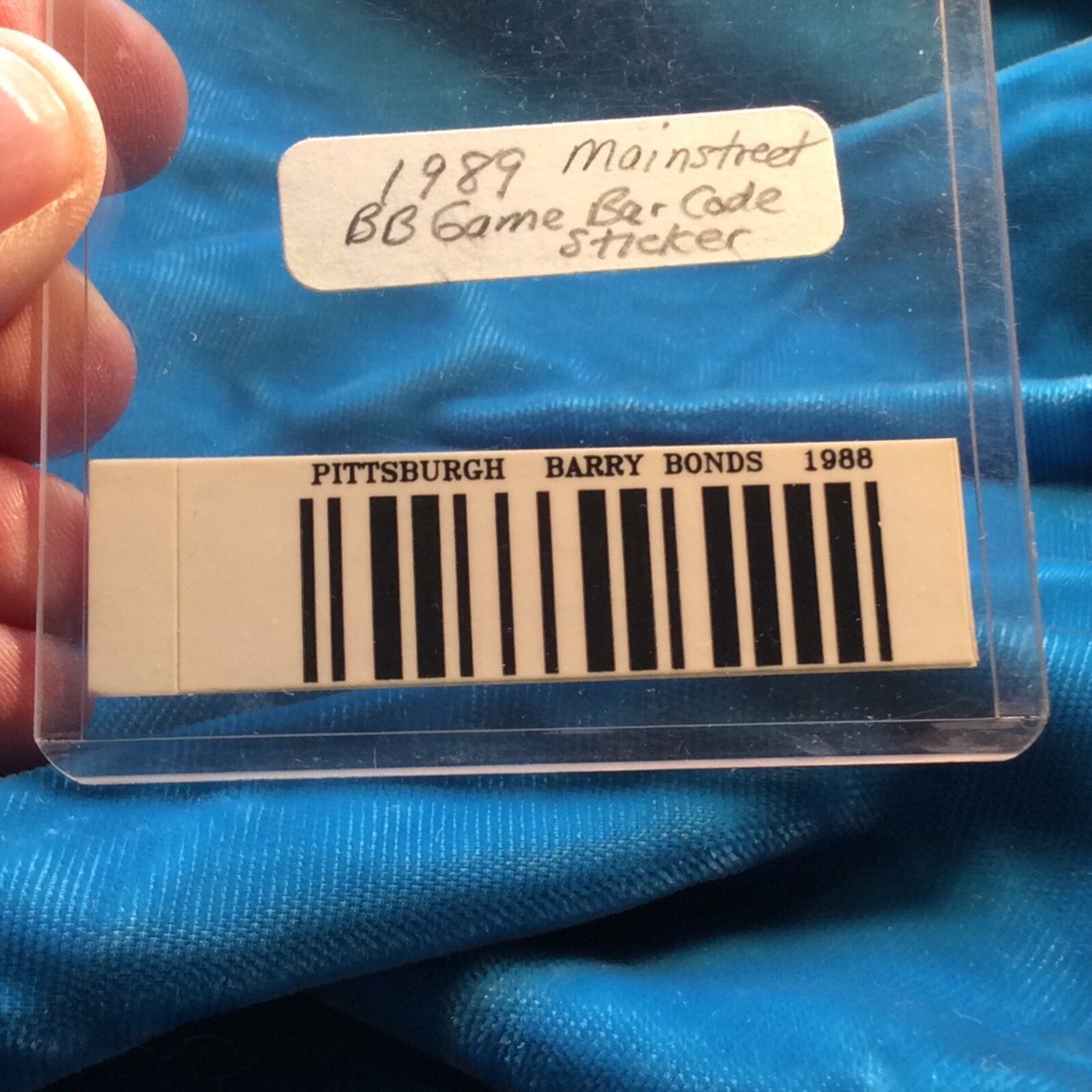 1989 BARRY BONDS Mainstreet Baseball Game Barcode Sticker Rare Oddball ...