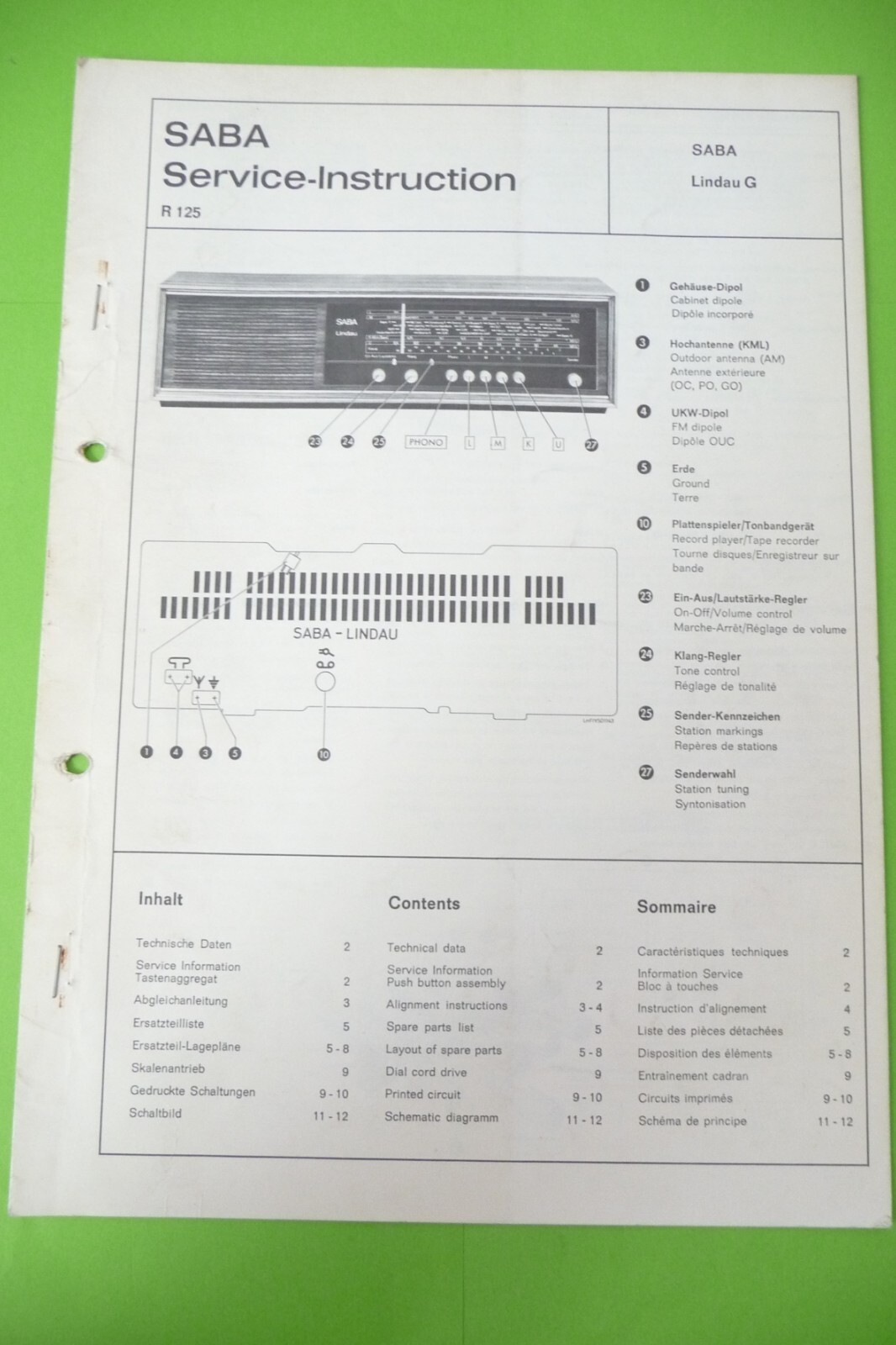 Service Manual-Anleitung für Saba Lindau G,ORIGINAL | eBay.de