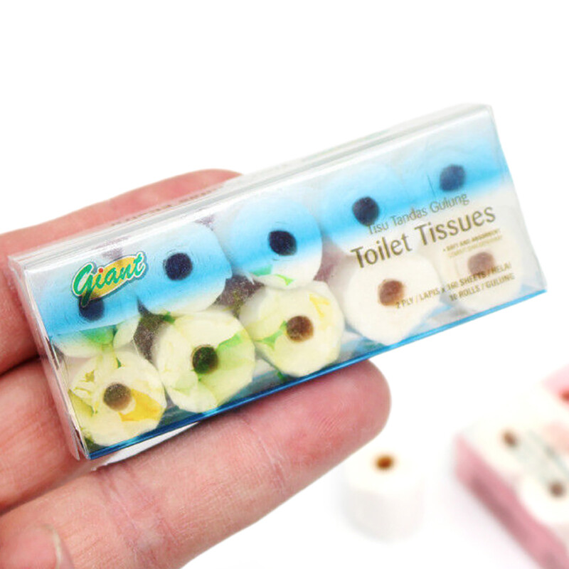 1/12 Dollhouse Mini Paper Towel Roll Model Dollhouse Toilet Tissue ...