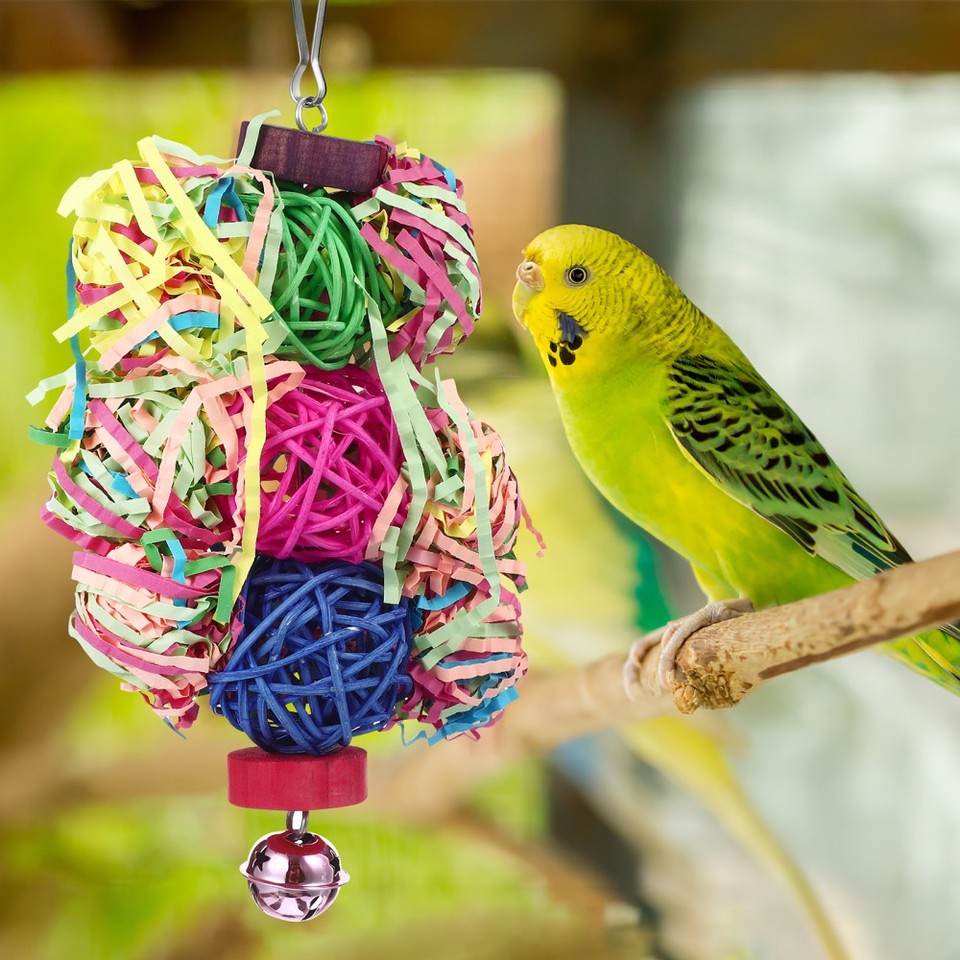 Parrot Takraw Ball Toy Bird Colorful Chewing Toys Parakeet Foraging ...