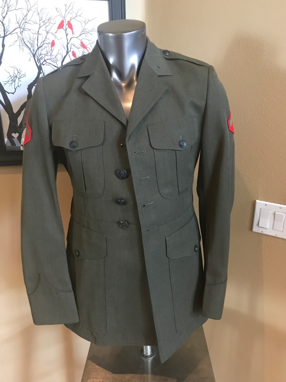 VINTAGE USMC LANCE CORPORAL US MARINE CORPS ALPHA GREEN DRESS JACKET ...