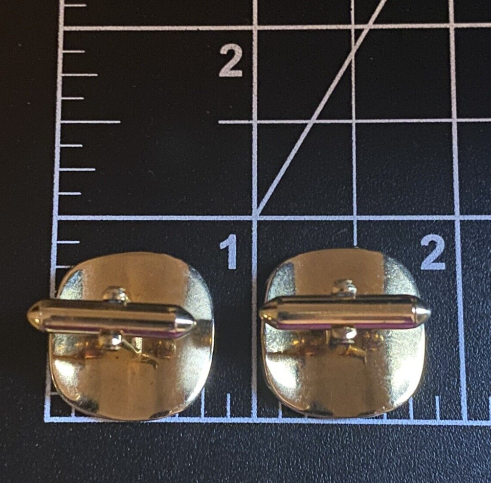 Vintage Swank Cuff Links Gold Tone Textured Diamond Cut Accents MCM ...