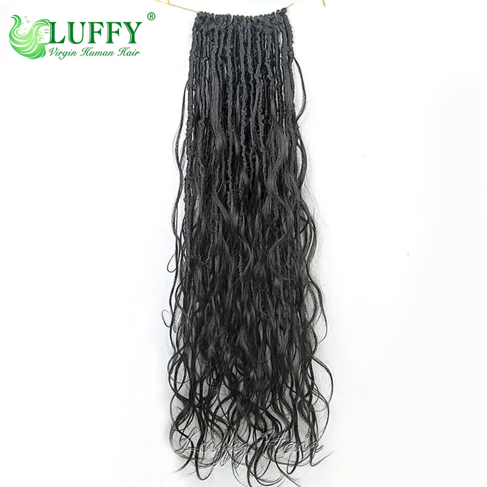 Boho Locs Human Hair Body Wave Crochet Locs Hair Extension Pre Looped ...