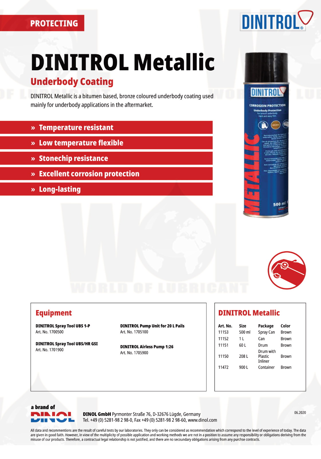 DINITROL METALLIC BROWN RUST PROOFING UNDERBODY WAX 500ml AEROSOL 12x ...