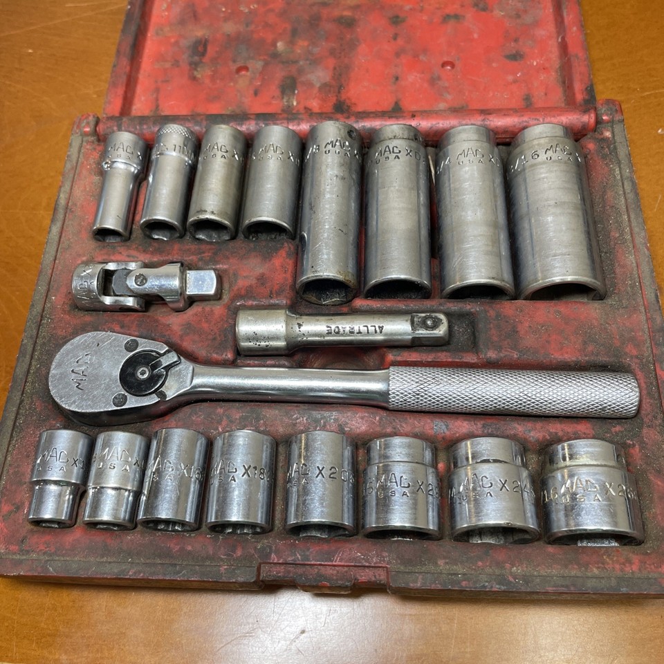 🇺🇸 MAC Tools 3/8" Ratchet Socket Set Complete Except Extension Is ...
