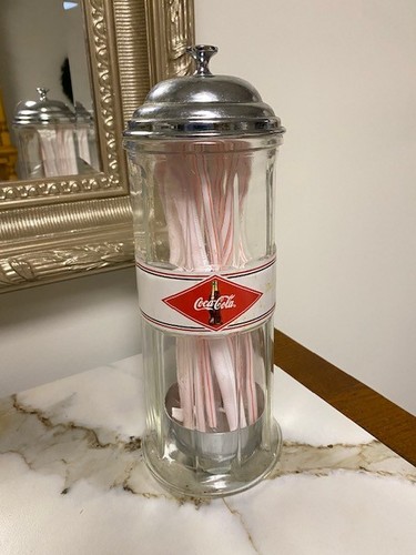 Vintage Clear Glass Retro Diner Coca Cola Straw Dispenser | eBay