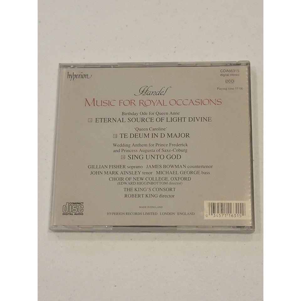Hyperion CD Album Classical Baroque Handel Music For Royal Occasions ...