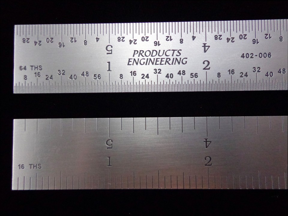 USA PEC 6" Rigid Stainless Steel 4R Machinist ruler/rule 1/64, 1/32, 1/ ...