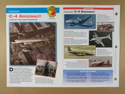 CANADAIR C-4 Argonaut Airliner specs photos 1997 info sheet | eBay ...