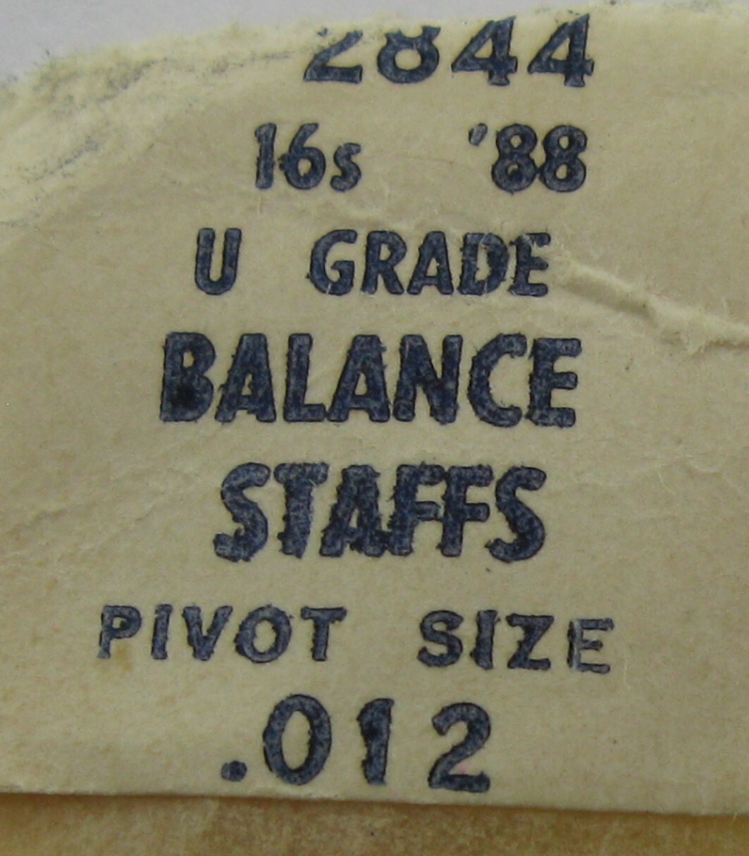 Waltham 16s '88 2844 staff balance loose pivot 12 #723 for Pocket Watch ...