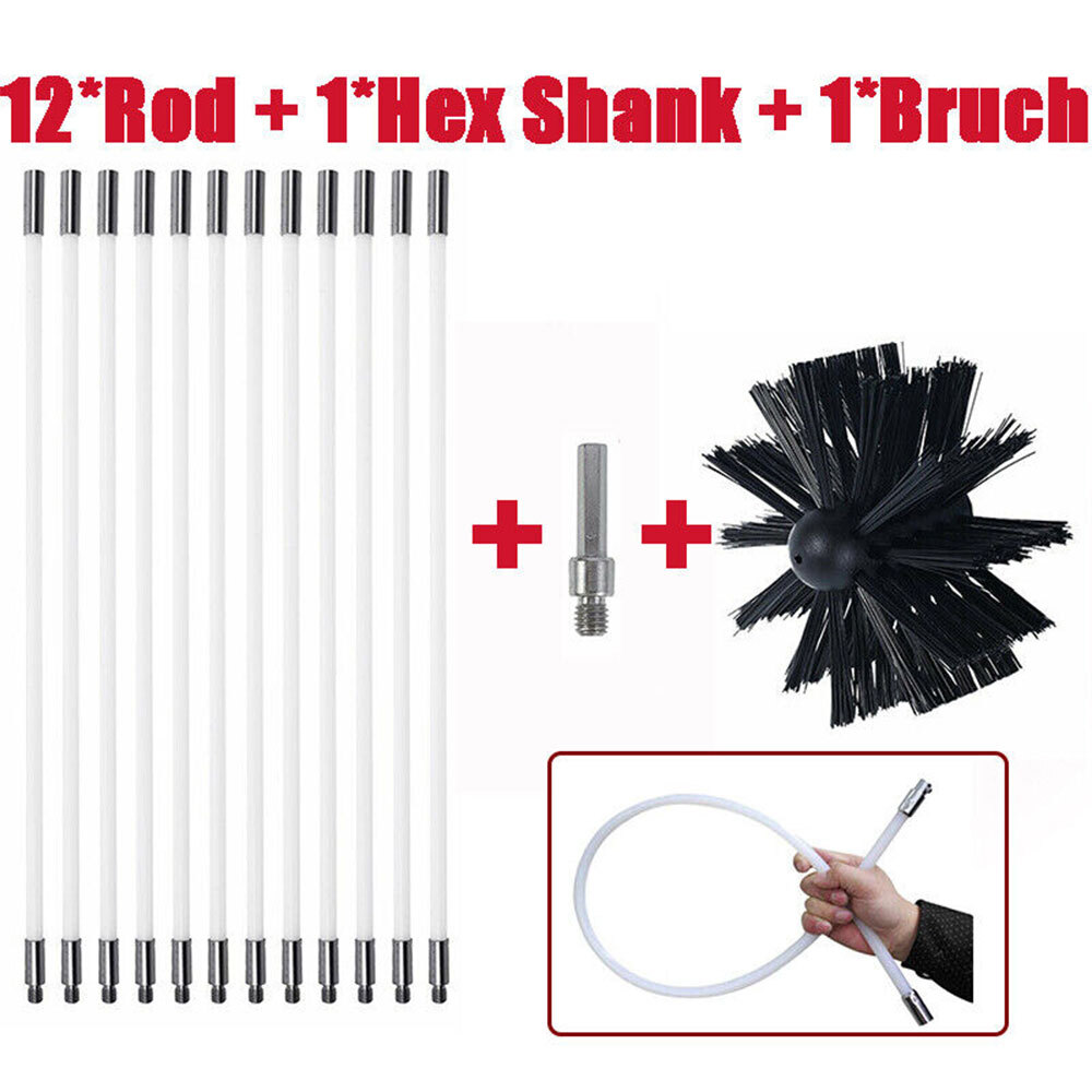 14Pcs Flexible Rotary Chimney Sweep Flue Sweeping Brush Rod Soot ...
