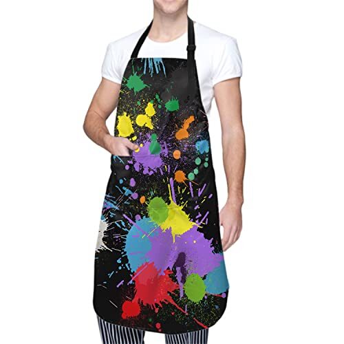 Artist Apron with 2 Pockets Adjustable Neck Colorful Painting Smocks ...