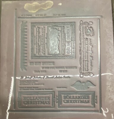 T. J. Lyons Type Border Sample Printing Matrix Plate 1958 Rare ...