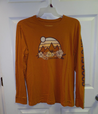 Mens Life is Good Long Sleeve T-Shirt Crusher Size M Medium | eBay