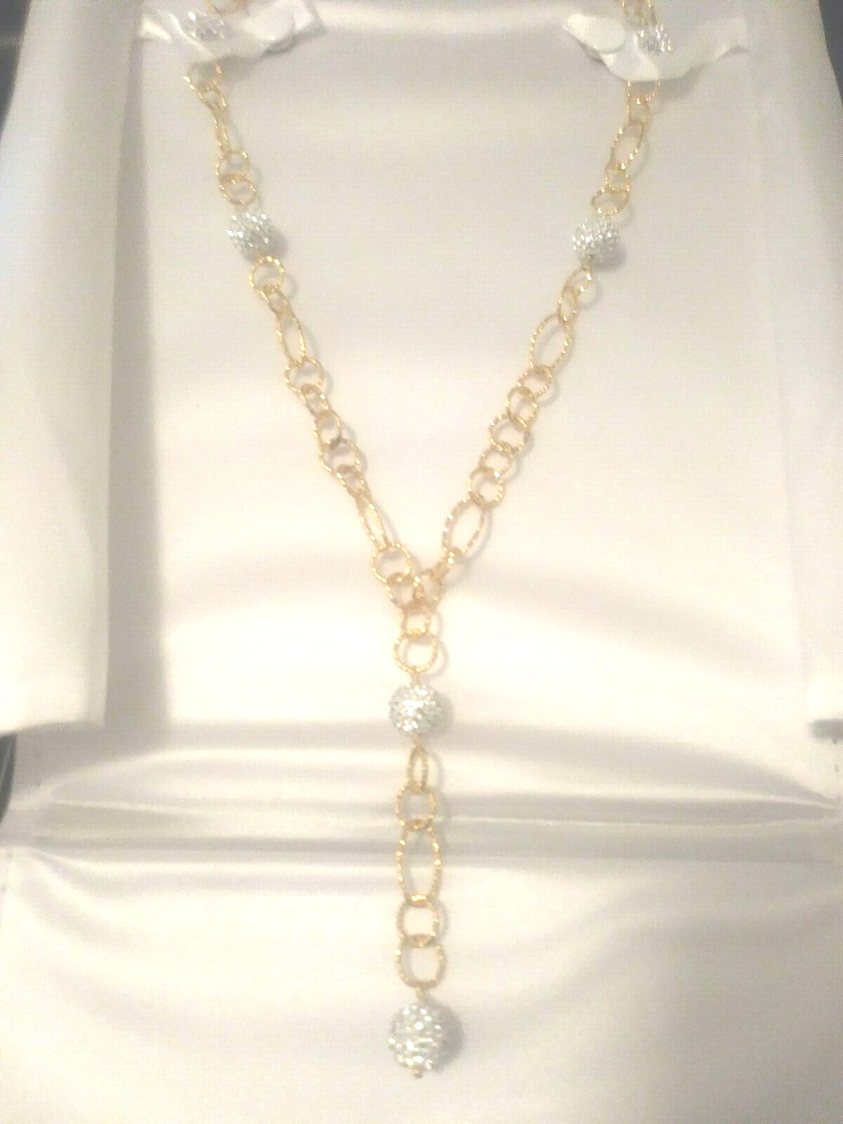18K GOLD CLAD SPARKLE LAB CREATED DIAMOND chain NECKLACE STAMPED 18K ...