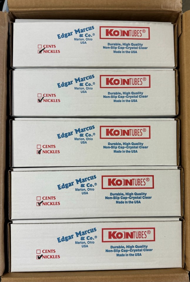 5 EMPTY Koin Nickel Coin Tube Boxes with inserts - NEW | eBay