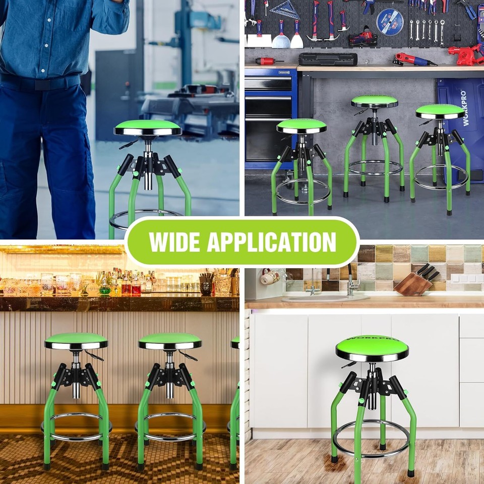 WORKPRO Garage Bar Stool, Heavy Duty Adjustable Hydraulic Shop Green | eBay