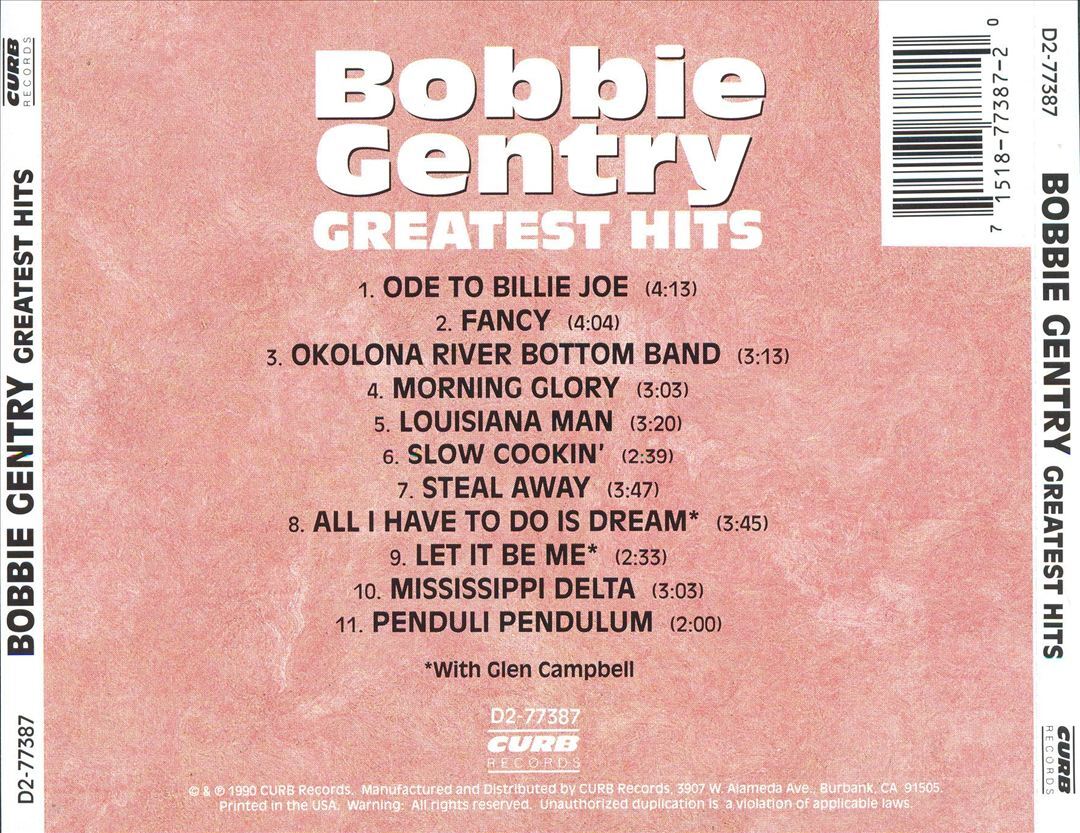 BOBBIE GENTRY GREATEST HITS NEW CD 715187738720| eBay