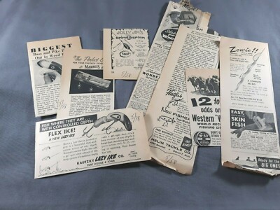 Vintage Fishing Knife Reels Lures Advertising Newspaper Clippings from ...