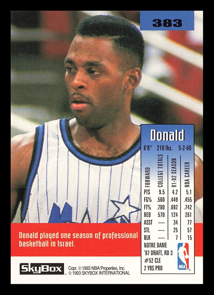 Donald Royal #383 1992-93 SkyBox Orlando Magic | eBay
