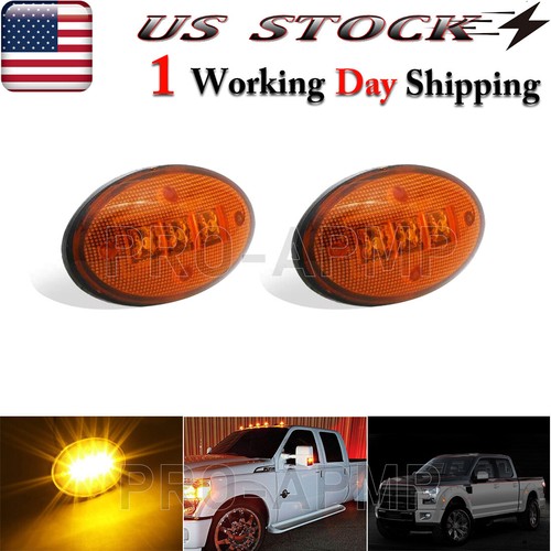 2x Fender Amber LED Side Marker Light For 1999-2010 F350 F450 Super ...