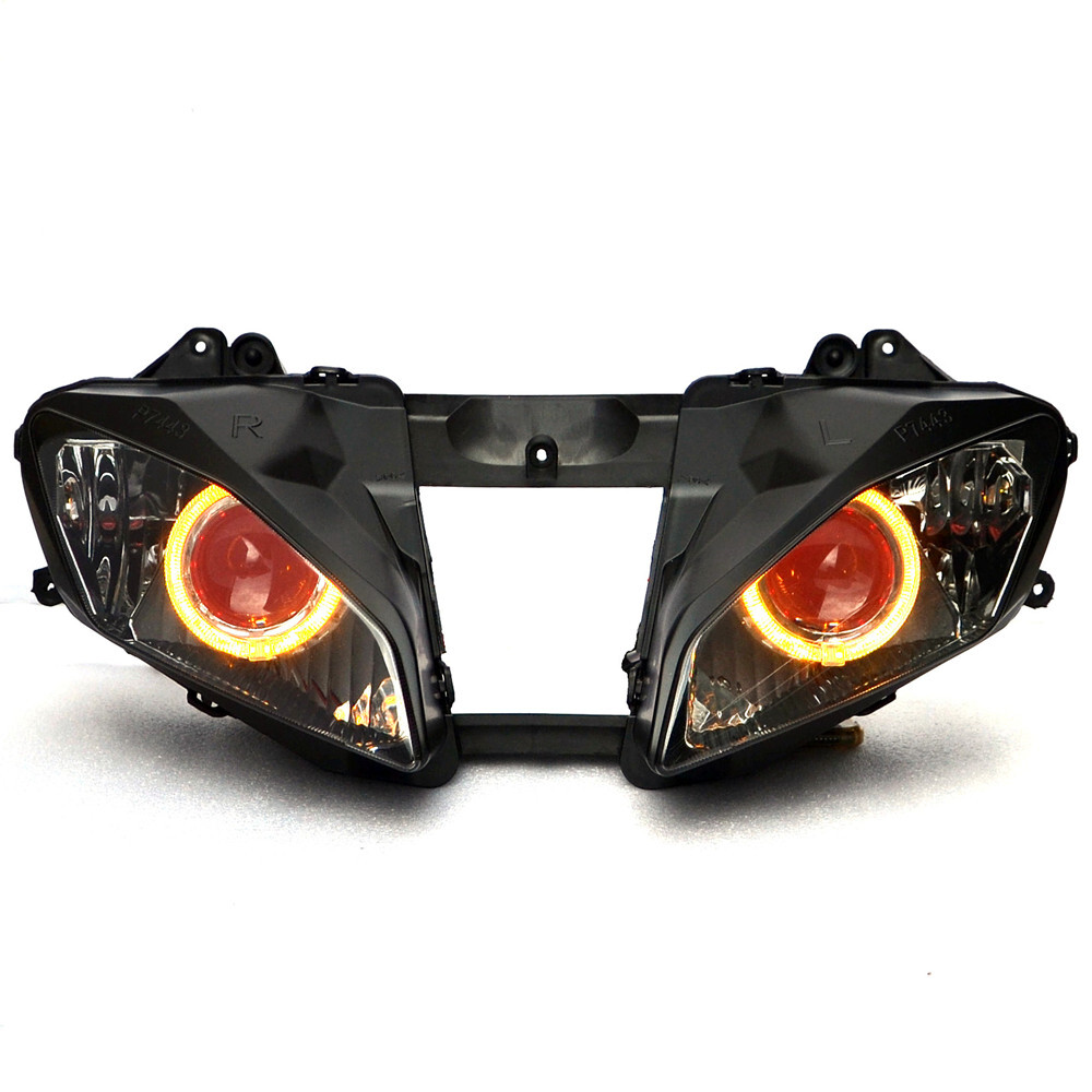 Headlight Assembly Amber Halo HID Light Red Demon Eyes for Yamaha YZF ...