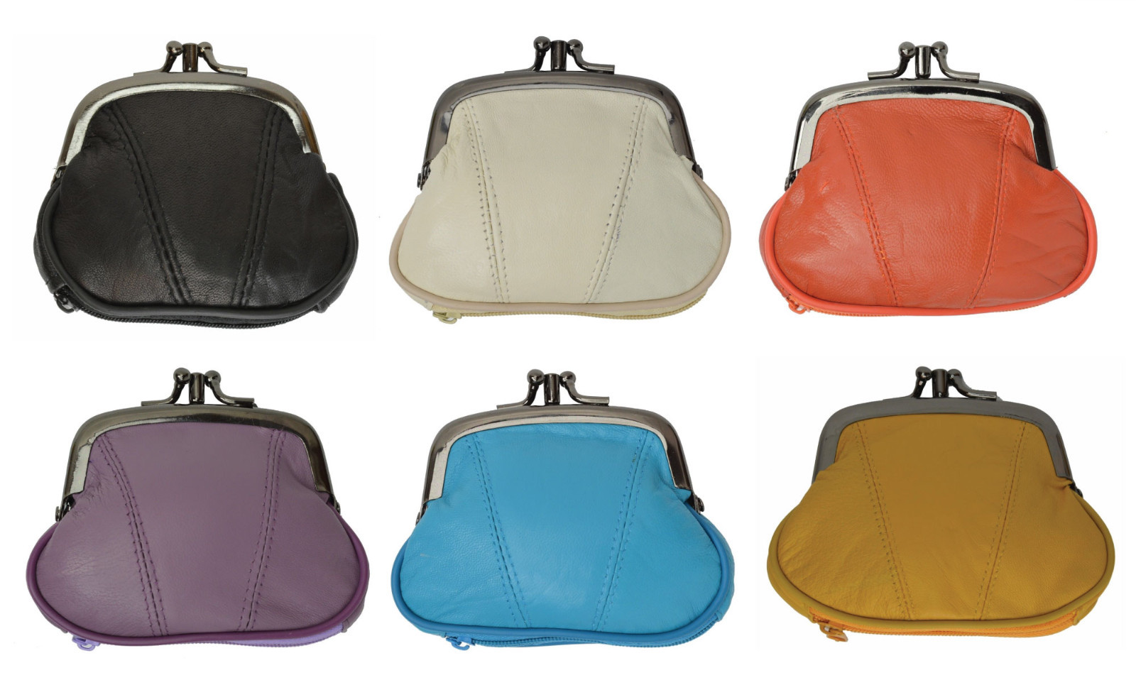 Genuine Leather Women's Coin Purse Double Frame Change Holder Color ...