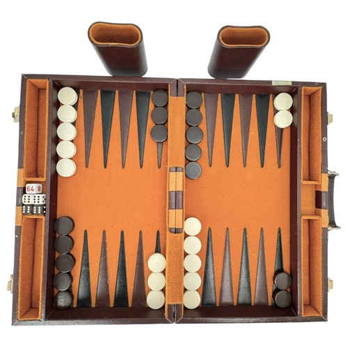 Backgammon Set Brown White Checkers Rust Felt Leatherette Case Complete VTG | eBay