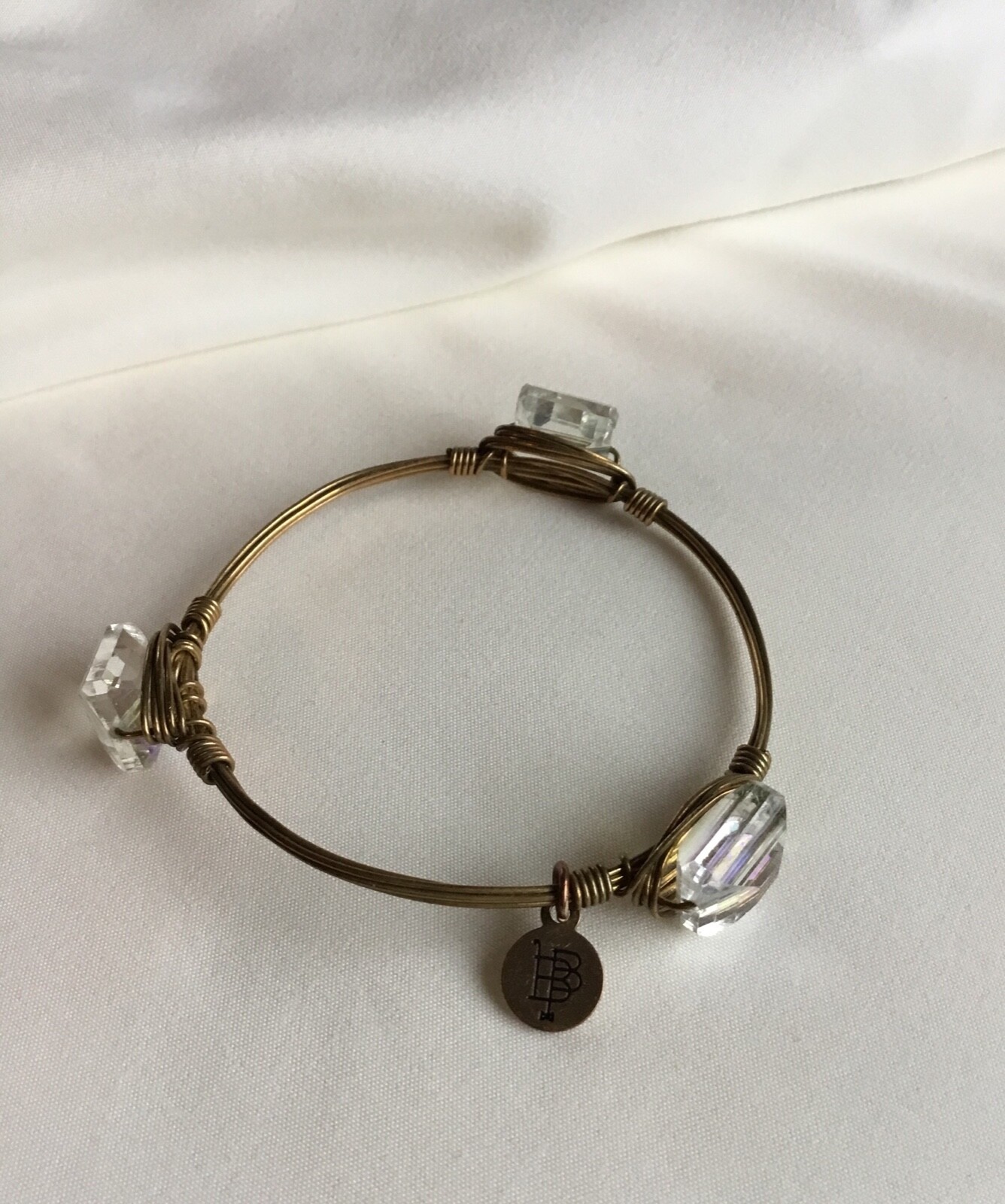 BB Dakota Bracelet Bangle Sparkling Faceted Clear Rhinestones Gold Tone Wire | eBay