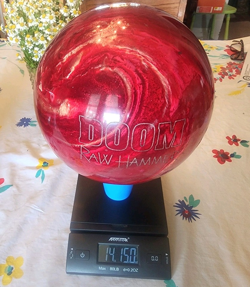 AWESOME Raw Hammer Doom Bowling Ball - 15 Lbs / RED GOLD SWIRL | eBay